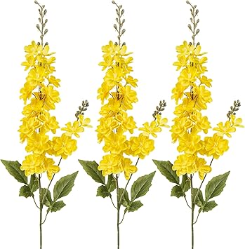 Amazon.com: Yellow Delphinium Fake Flowers Wedding Bouquet Faux ...