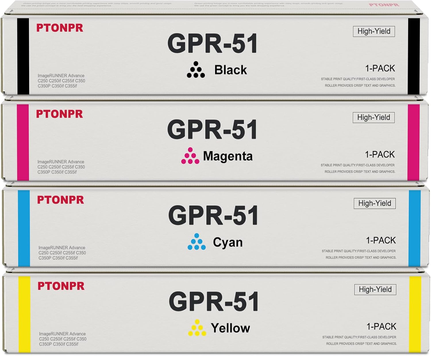 Amazon.com: GPR-51 High-Yield Toner Cartridge 4-Pack (Black,Magenta ...