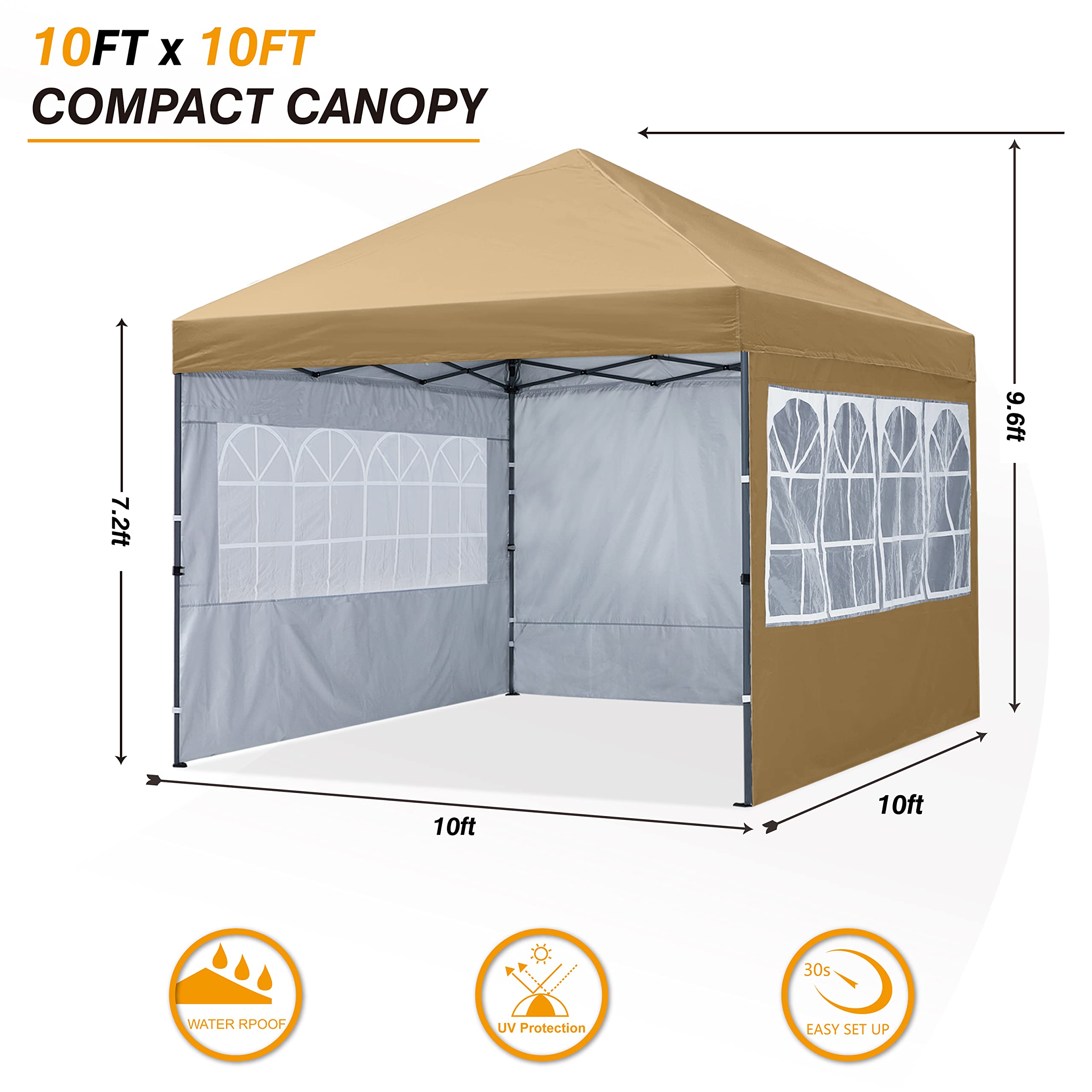Snapklik.com : COOSHADE 10X10Ft Pop Up Canopy Tent Enclosed Instant ...