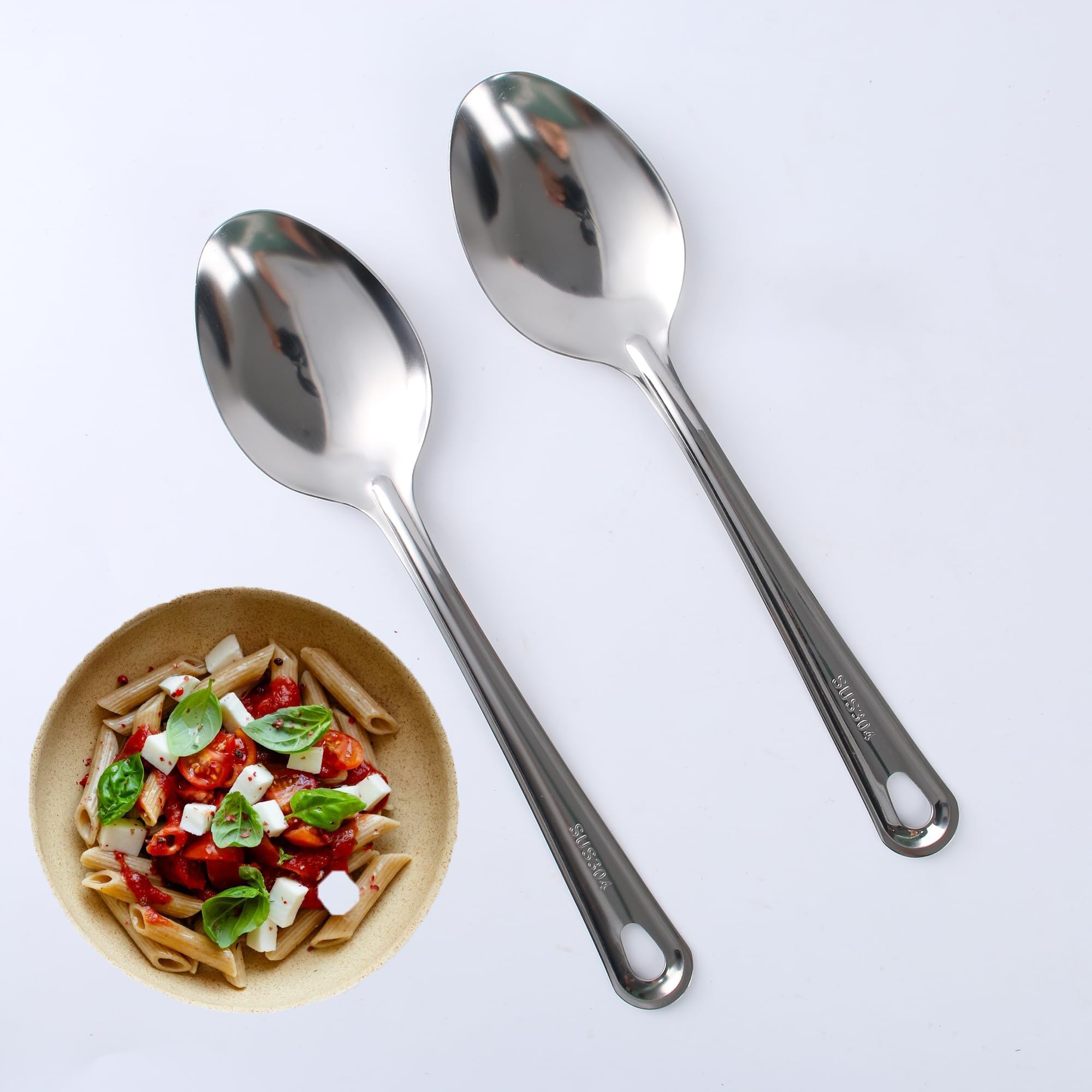 Amazon.com | Stainless Steel Serving Spoon x 2, Slotted Serving Spoon x ...