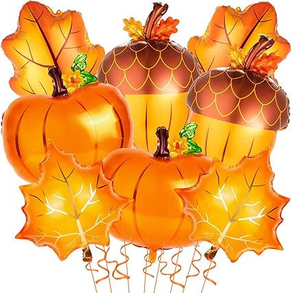 Amazon.com: Happy Fall Balloon, 16Pcs Big Maple Leaves Acorn Balloons ...