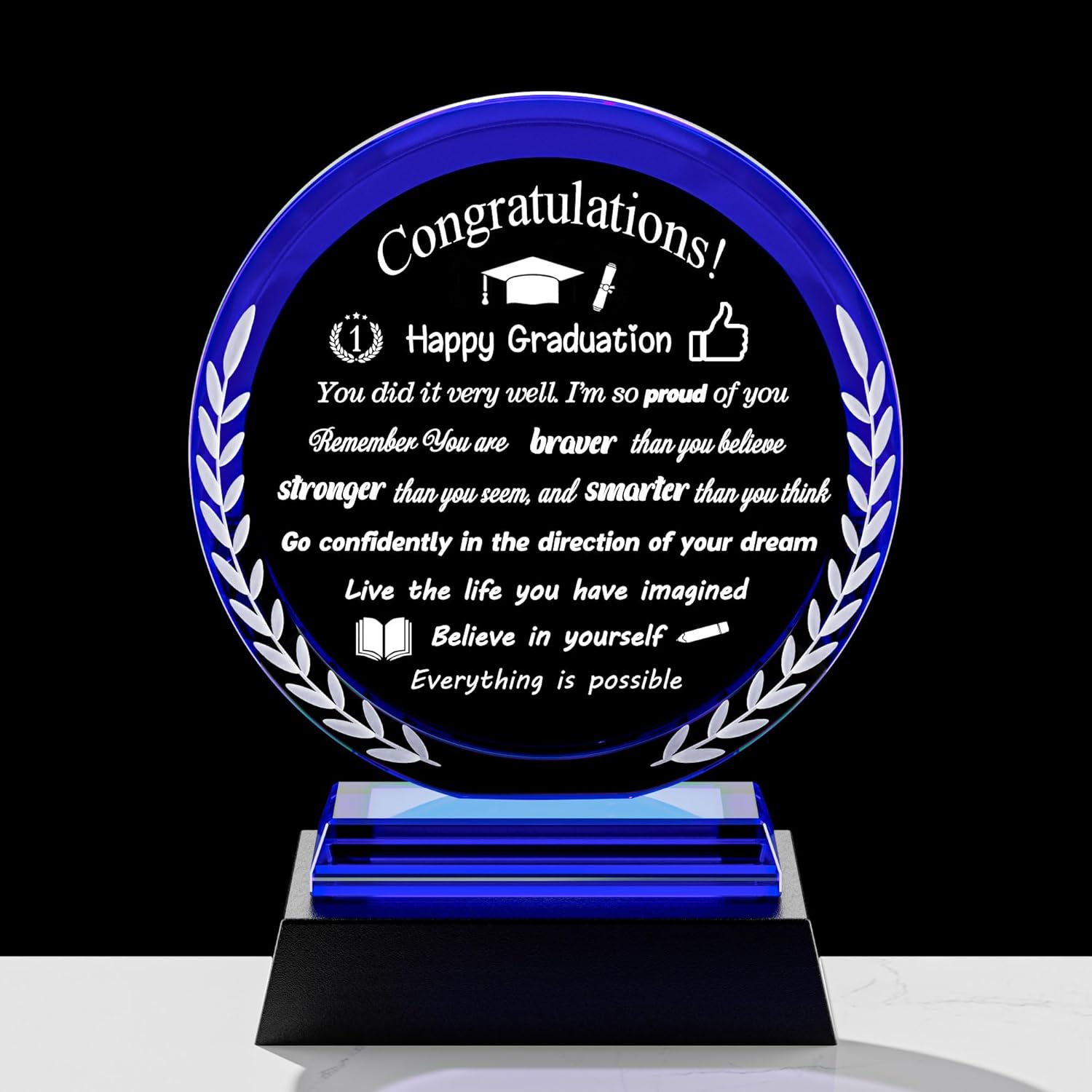 Amazon.com: Crystal Graduation Gifts for Women Men, Class of 2025 Glass ...