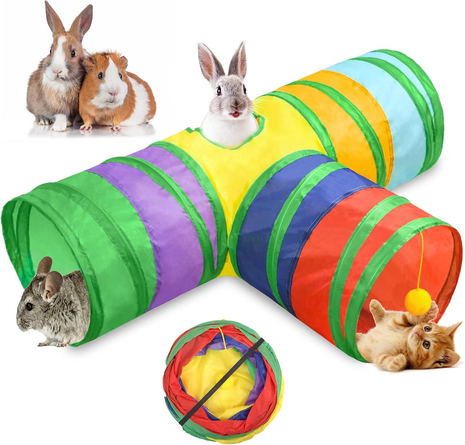Bunny Tunnels Tubes, ToyaJeco 3 Way Collapsible Rabbit Guinea Pig ...