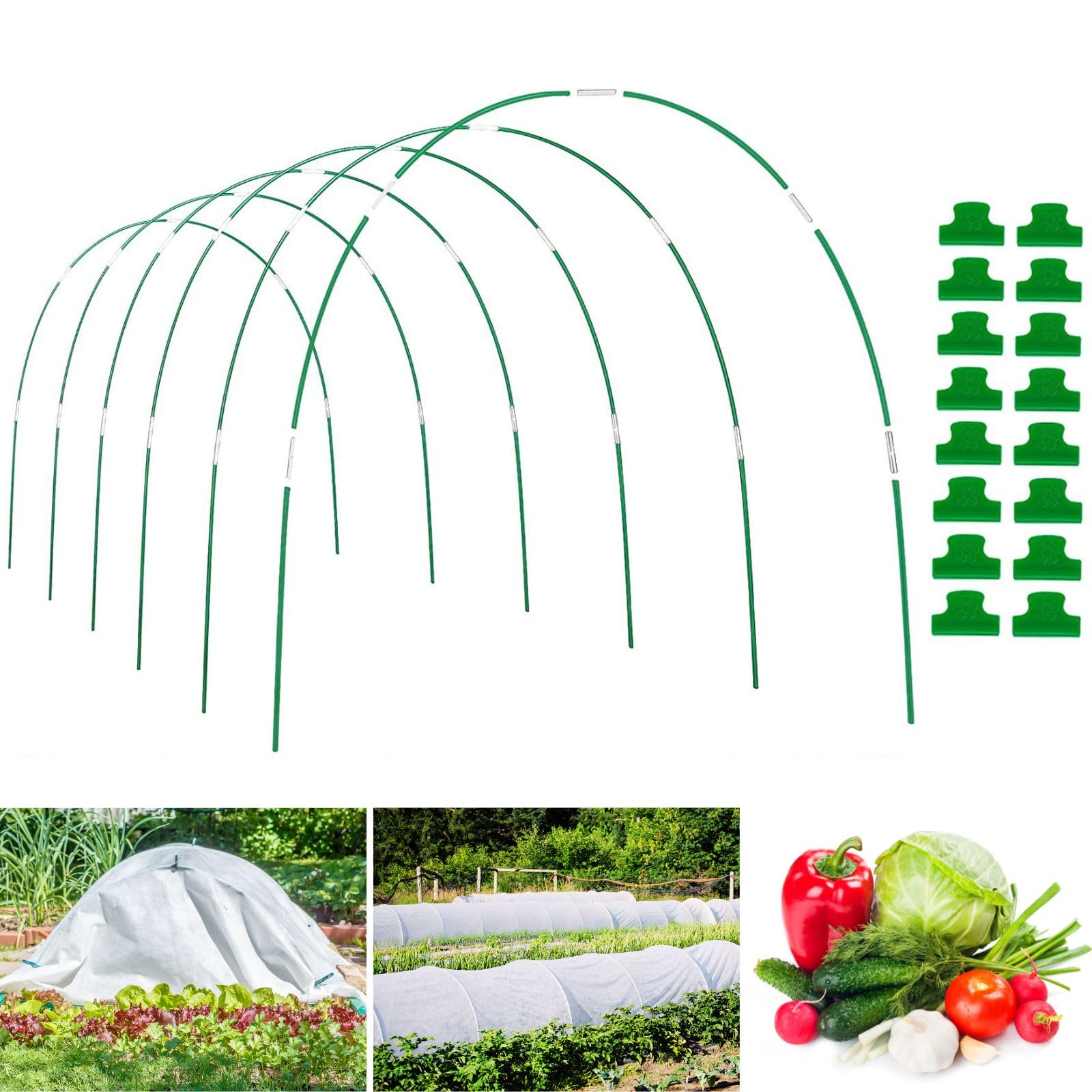 Amazon.com : BeGrit Greenhouse Hoops Grow Tunnel 6 Sets of 8FT Garden ...