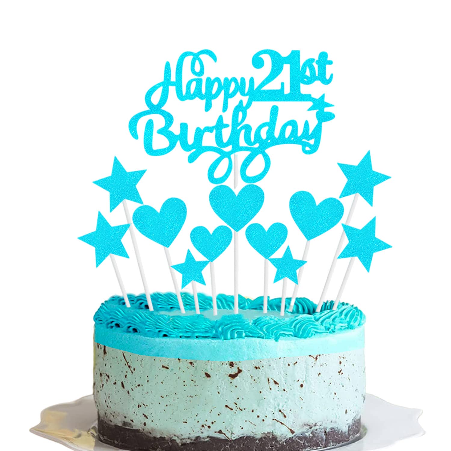 Buy Happy 21st Birthday Cake Toppers Light Blue Personalised for Boy ...