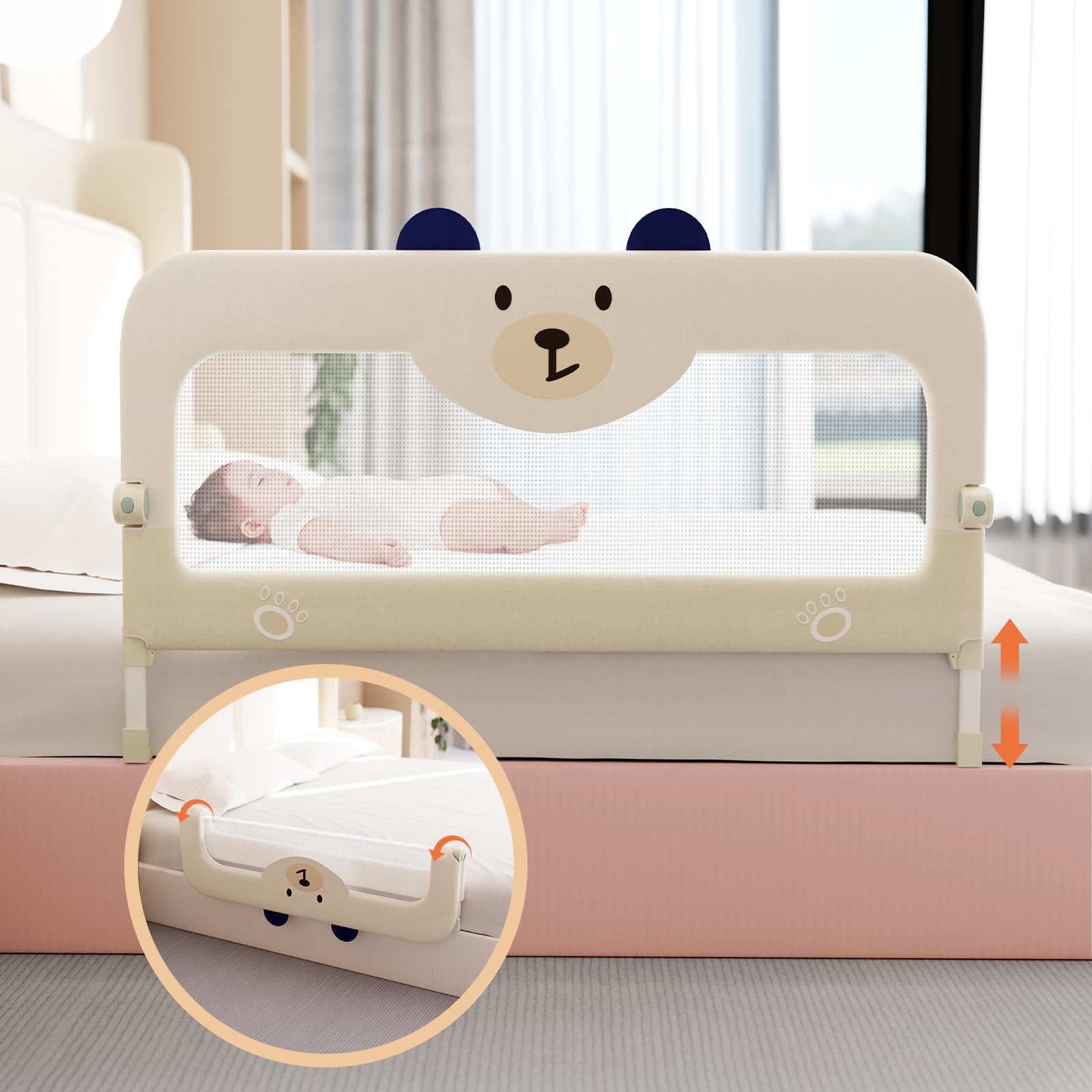 Snapklik.com : Omzer Bed Guard Rail For Toddlers - 47 Swing Down ...