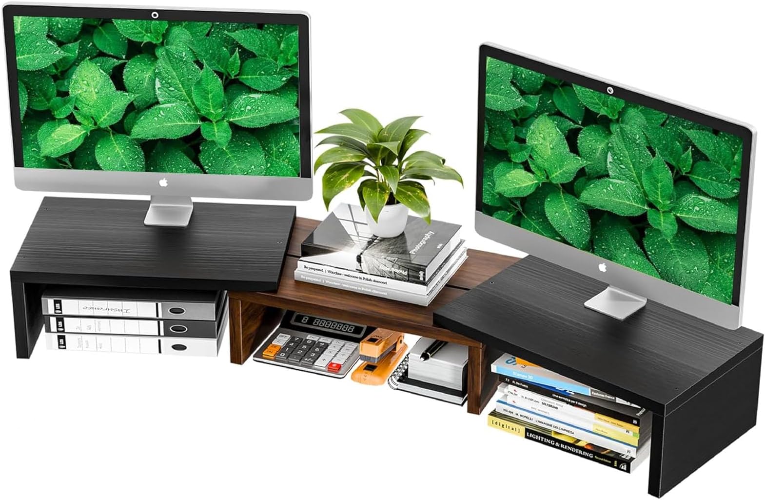 Amazon.com: Simple Houseware Desk Dual Monitor Stand Riser with Drawer ...