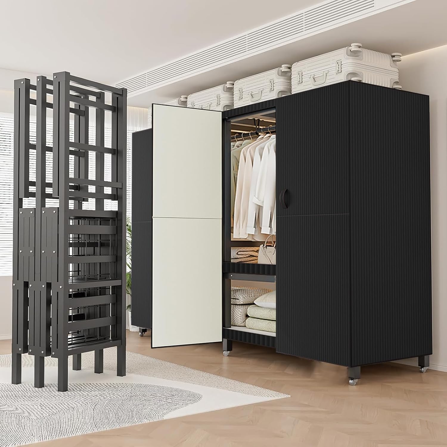 Amazon.com: FPIGSHS Heavy Duty Clothes Rack with Magnetic Door 2000LBS ...