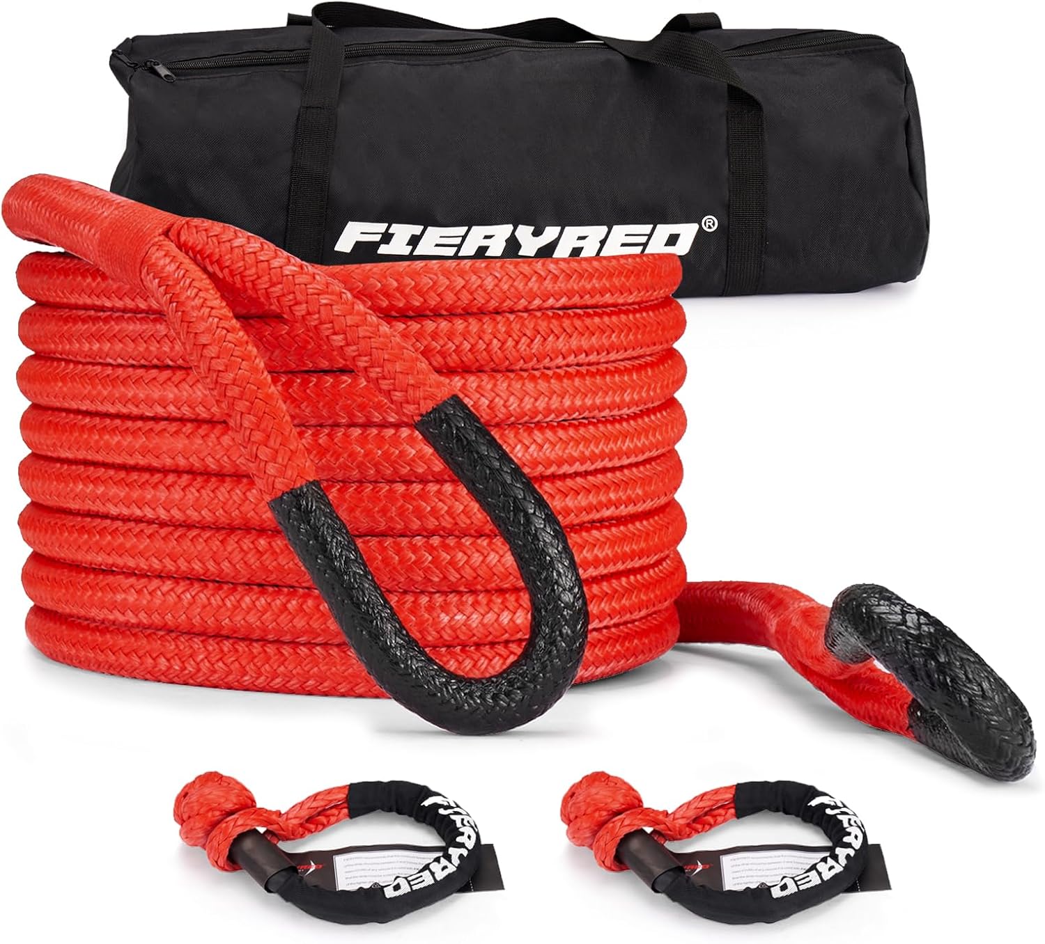 Amazon.com: FieryRed Kinetic Recovery Rope Kit with 2 Soft Shackles, 1 ...