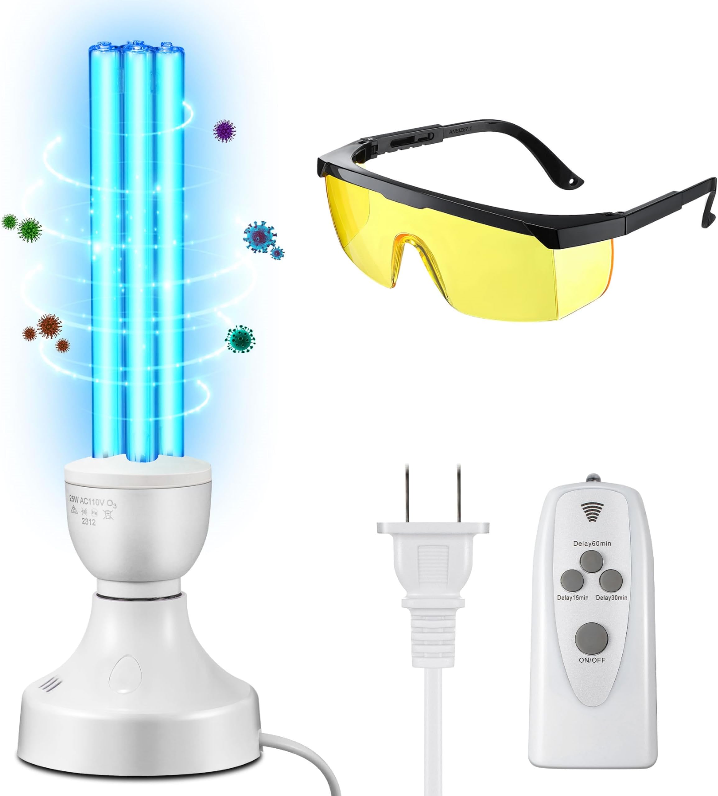 Qualirey 25 Watt UV Light, UVC Lamp with E27 Base and Remote Control ...