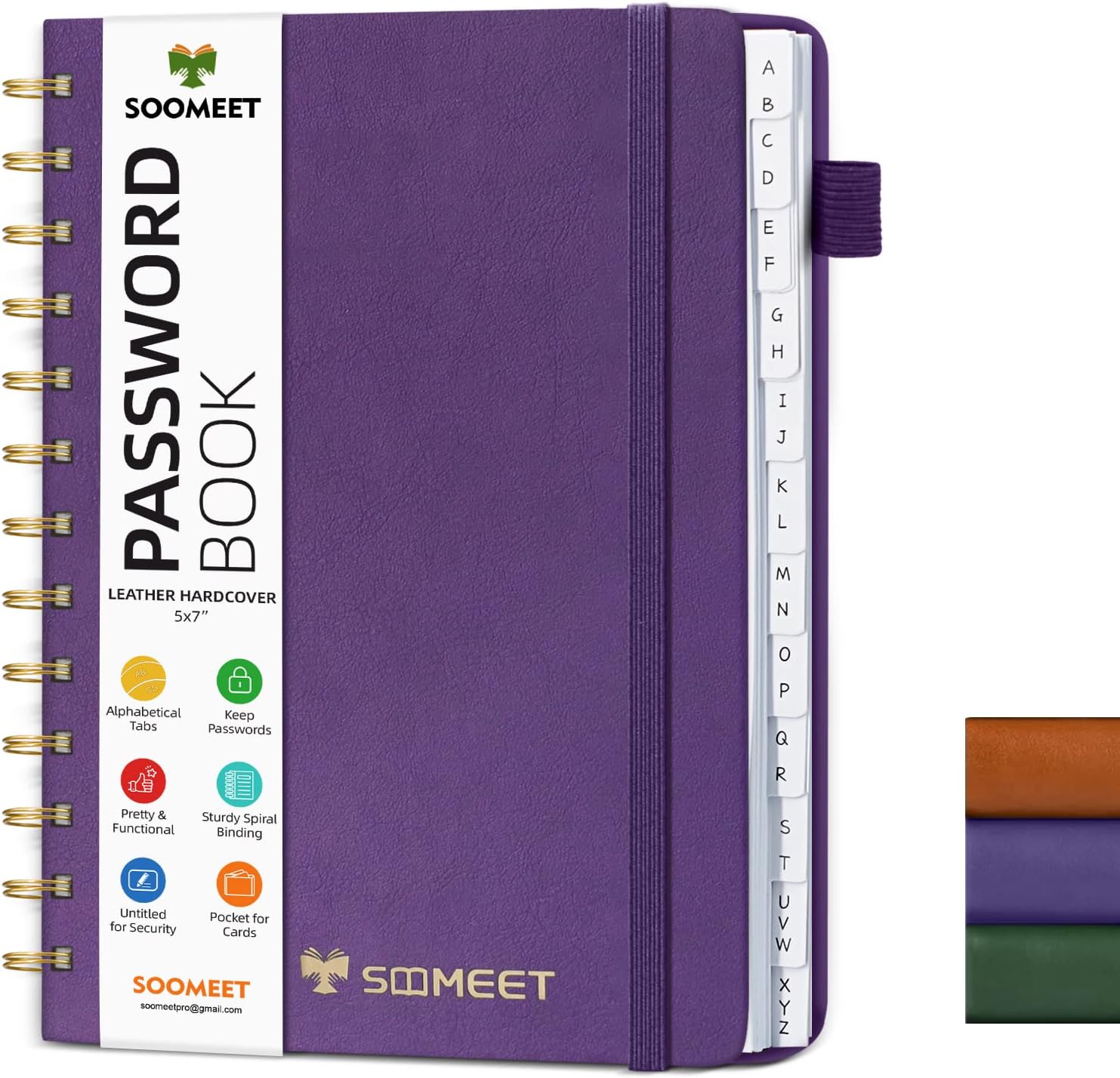 Amazon.com : Soomeet Spiral Password Book with Alphabetical Tabs, 5x7 ...