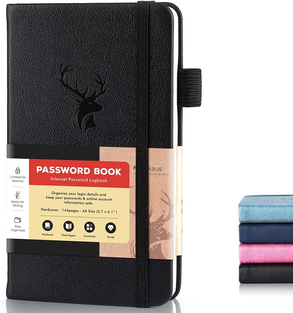 Password Username Book A-Z Index Hard Back A5 Contact Book with Pen ...