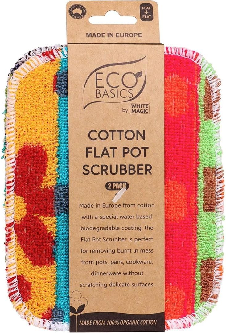 Eco Basics Cotton Flat Pot Scrubber (2-Pack), Great for Pans, pots and ...