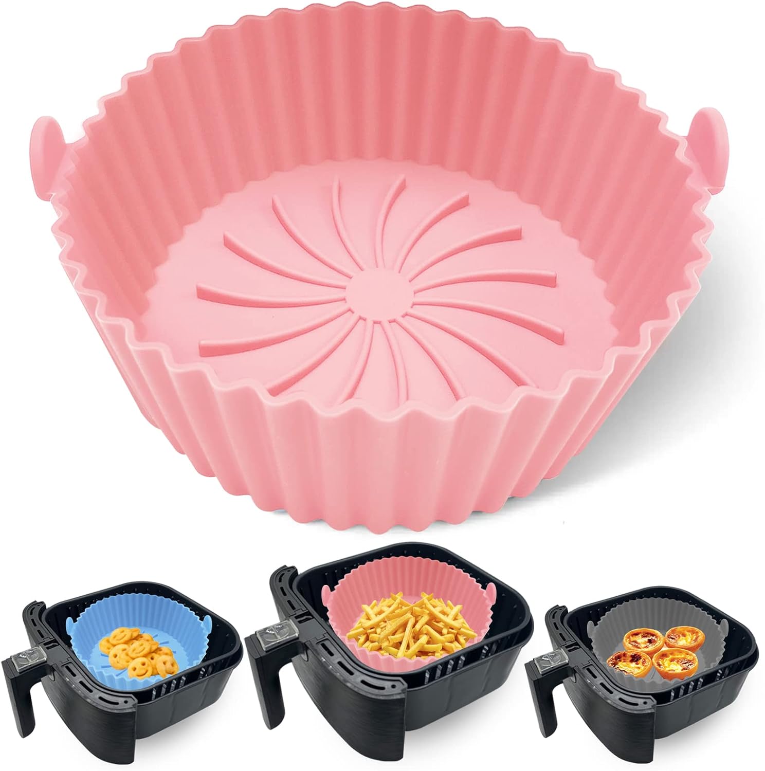 Amazon.com: Silicone Air Fryer Bowls, 6.3'' Round Reusable Air Fryer ...