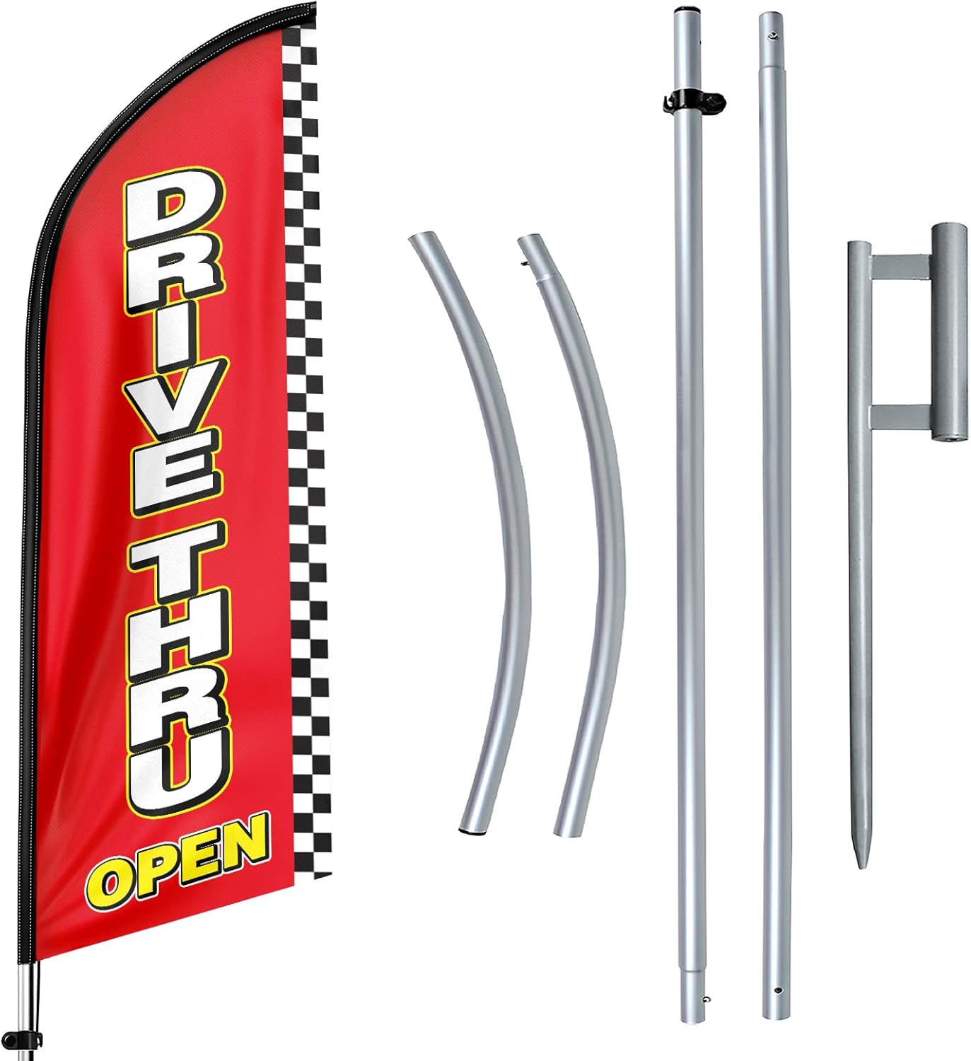 Amazon.com: FSFLAG Drive Thru Open Restaurant Advertising Swooper Flag ...