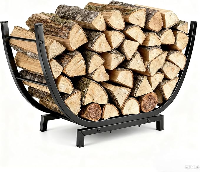 Amazon.com: Decorative Half-Round Firewood Rack, 25" Heavy-Duty Log ...