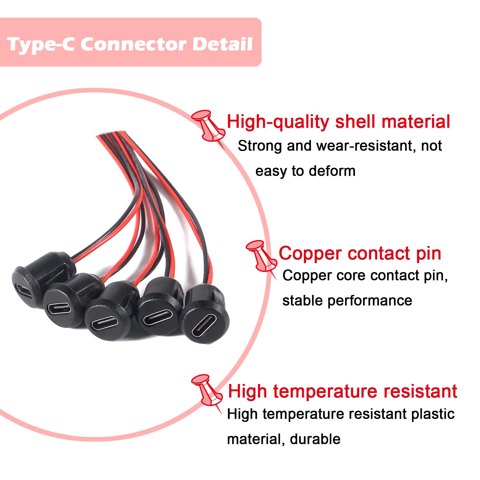 Snapklik.com : ALMOCN 5PCS Type-C Female Chassis 2 Pin Type-C Female ...