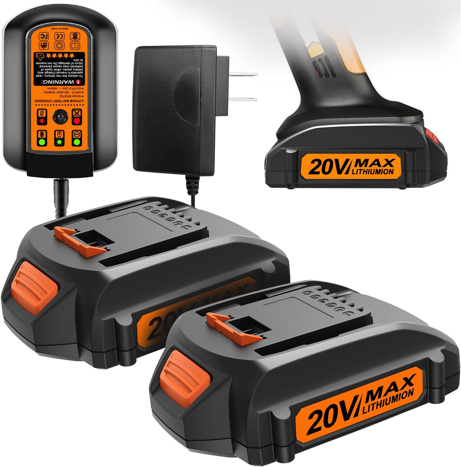 Amazon.com: 20V Battery Replacement and Charger Kit for Worx WA3520 ...