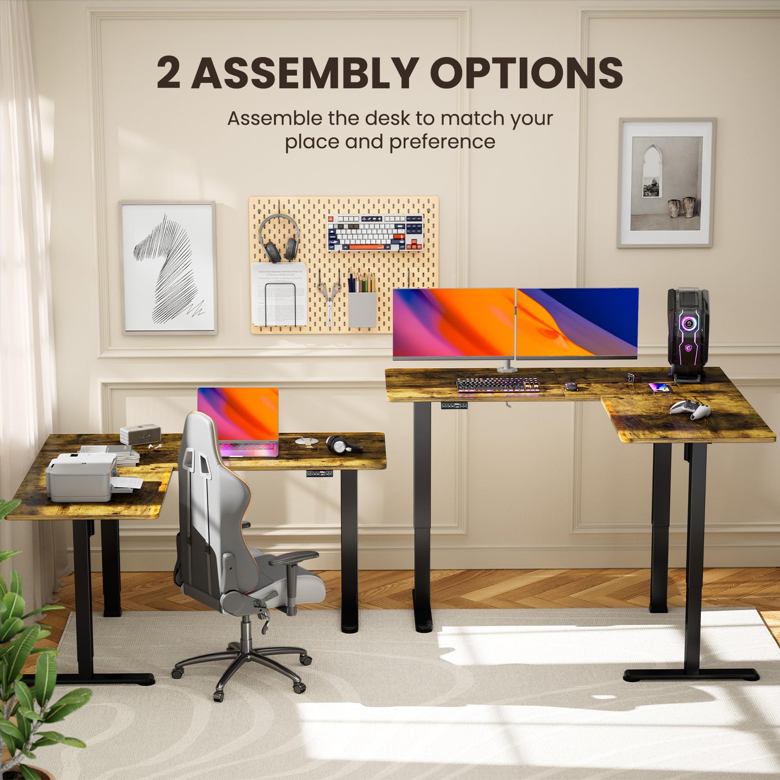 Snapklik.com : L Shaped Standing Desk, 63"x55" Electric Adjustable ...