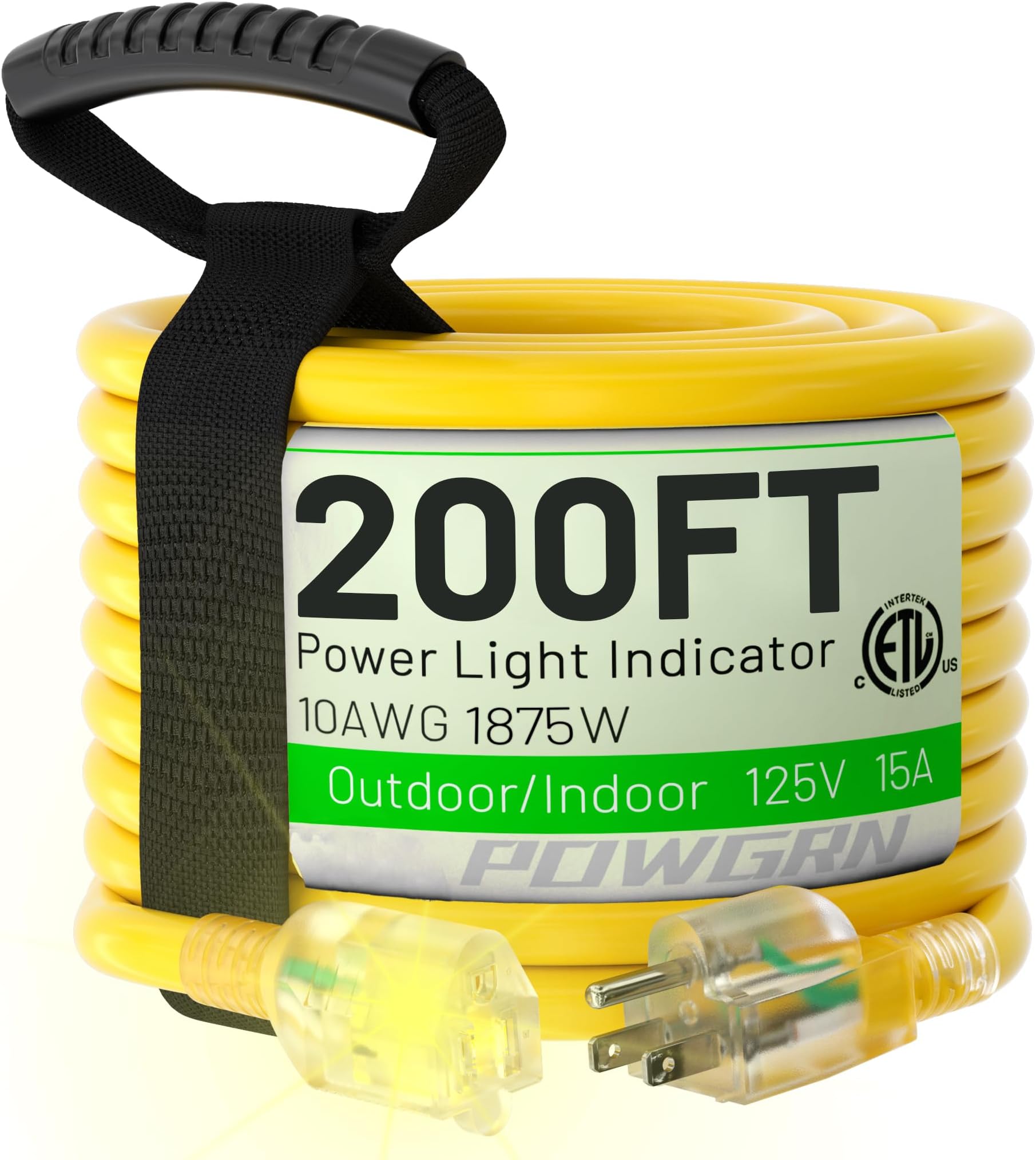 POWGRN 200 Ft 10/3 Outdoor Extension Cord Waterproof Heavy Duty 10 ...