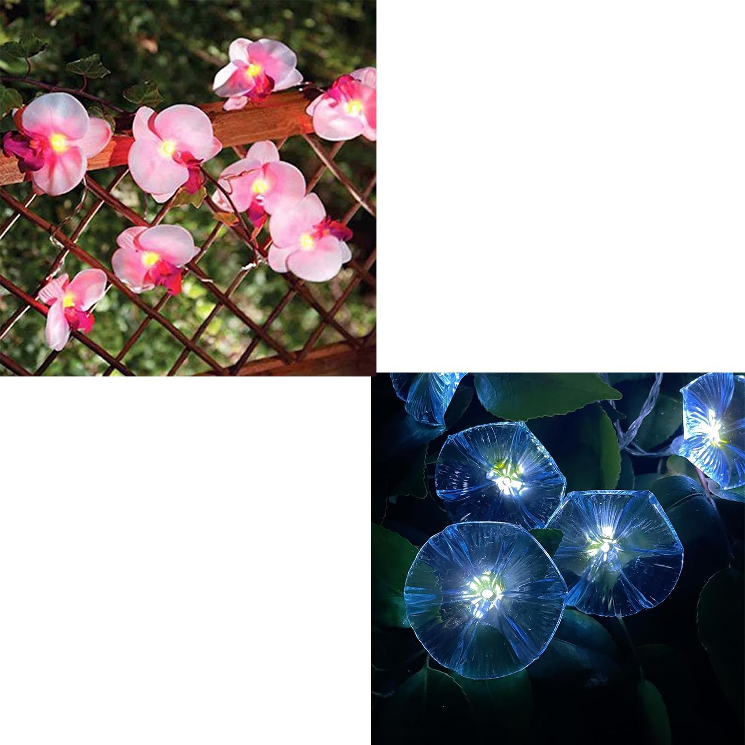 EaseSolies Solar Moth Orchid String Lights 12.5ft 10 LED Phalaenopsis ...