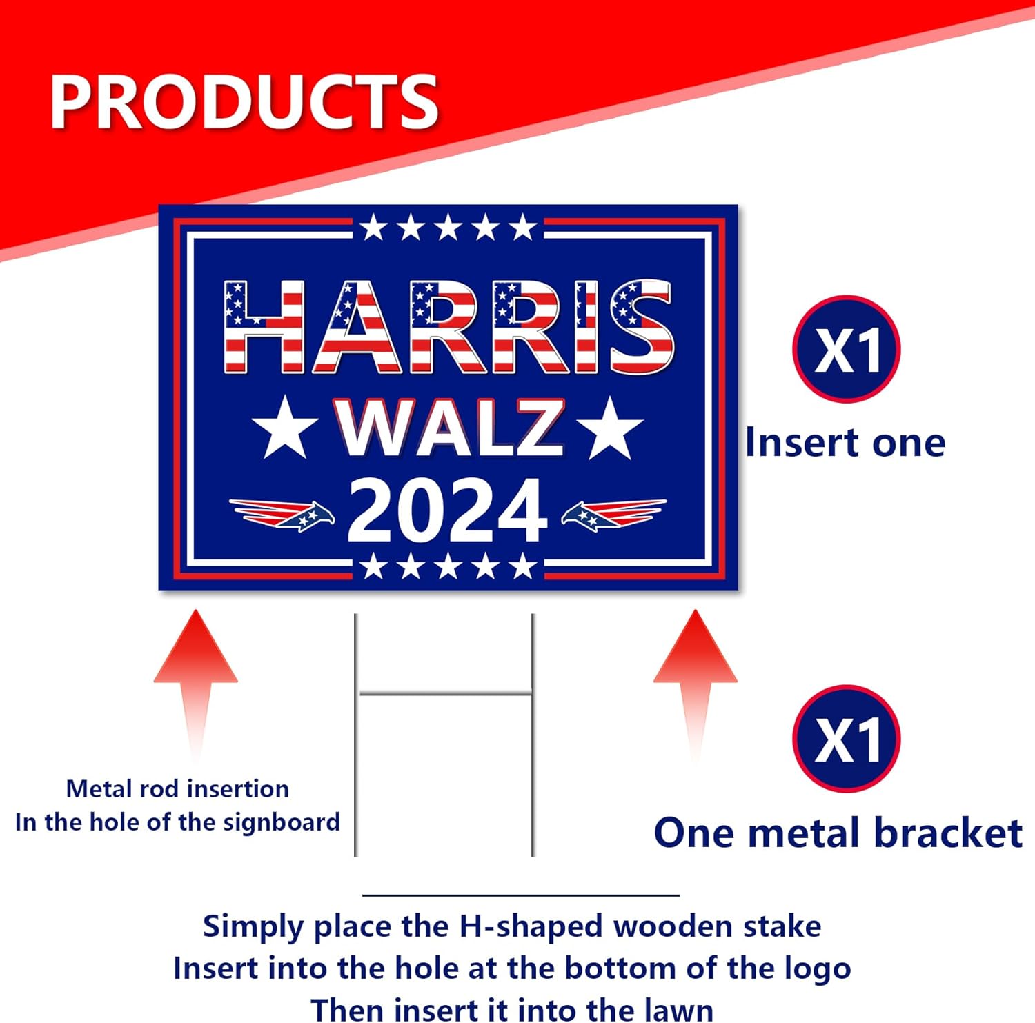 Harris Waltz 2024 Yard Sign, Kamala Harris Tim Walz Single Sided 12" x ...