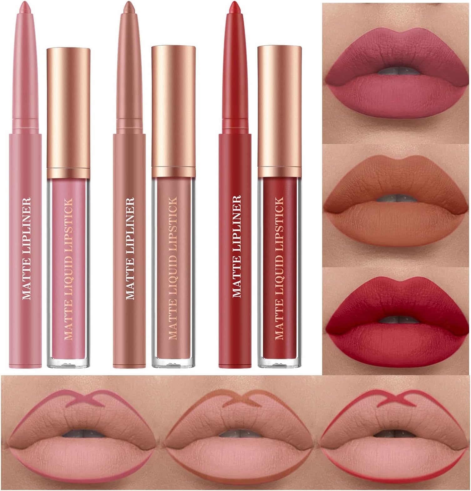 Amazon.com : BestLand 6Pcs Matte Liquid Lipstick and Lip Liner Set, Non ...