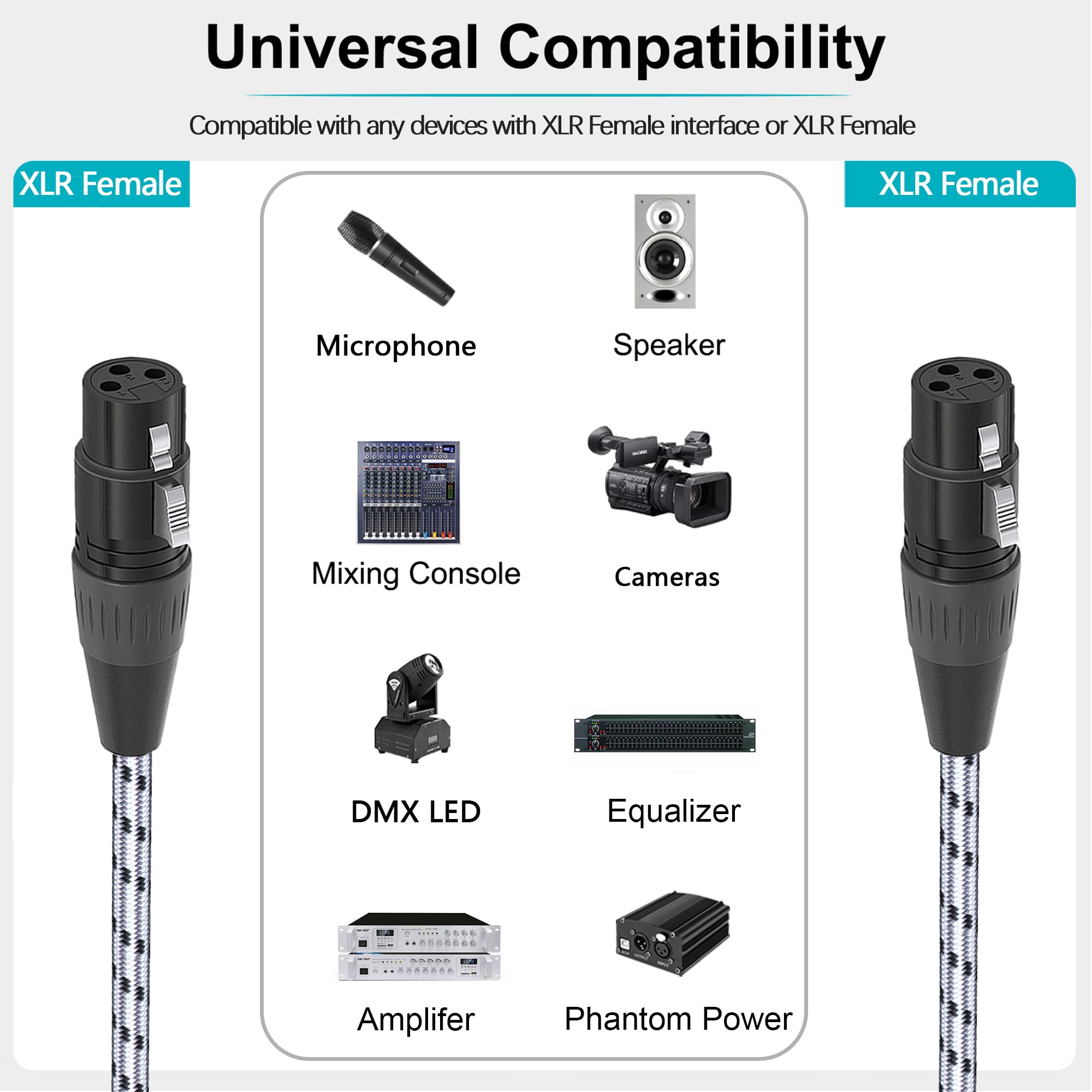 Snapklik.com : JOLGOO XLR Female To Female Adapter - 3 Pin Microphone ...