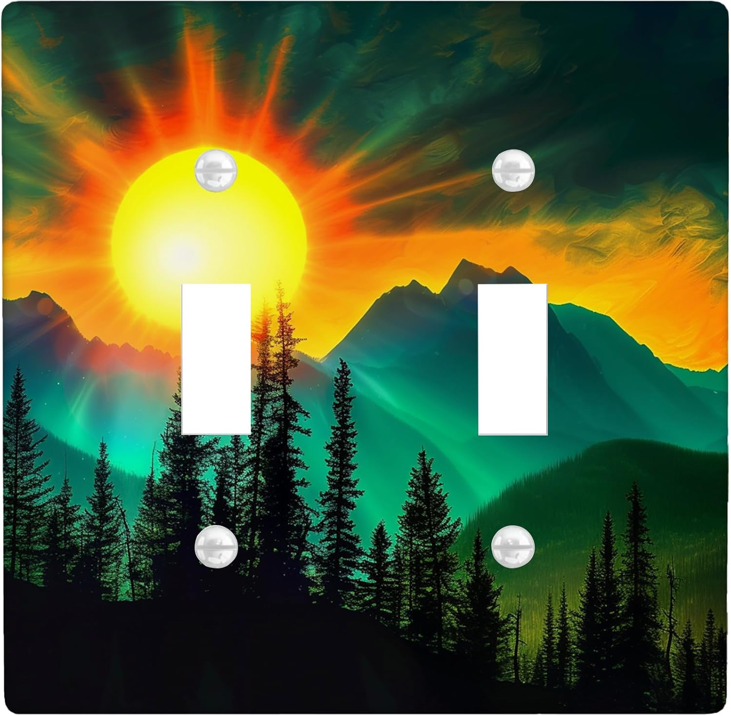 Sun Light Switch Cover Plate Mountain Forest Tree Sunrise Landscape ...