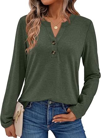 AUTOMET Long Sleeve Shirts for Women Blouses 2025 Fall Clothes Plus ...