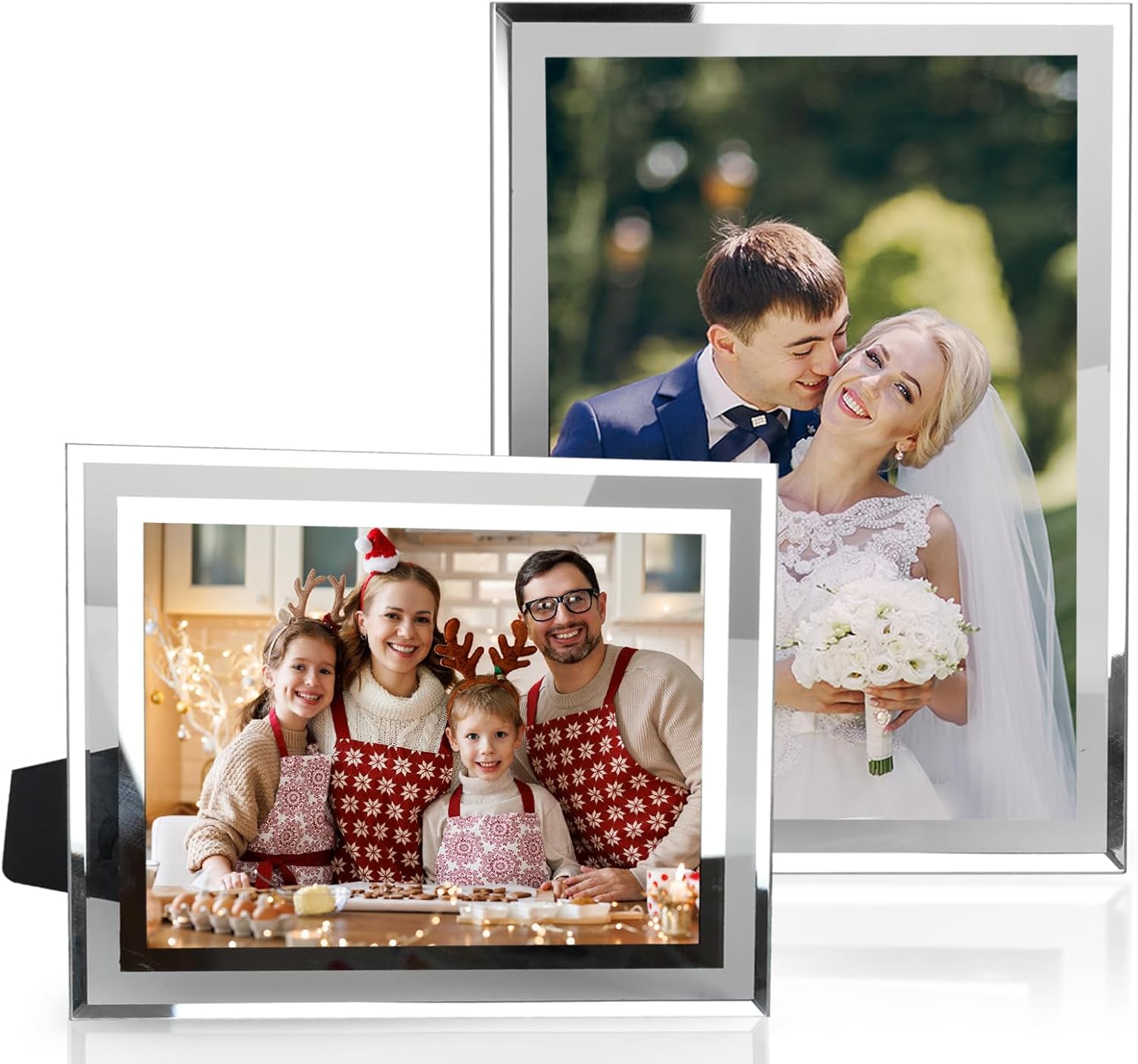 2 Pack 8x6 Photo Frame,8x6 Glass Photo Frames, Glass Picture Frame for ...