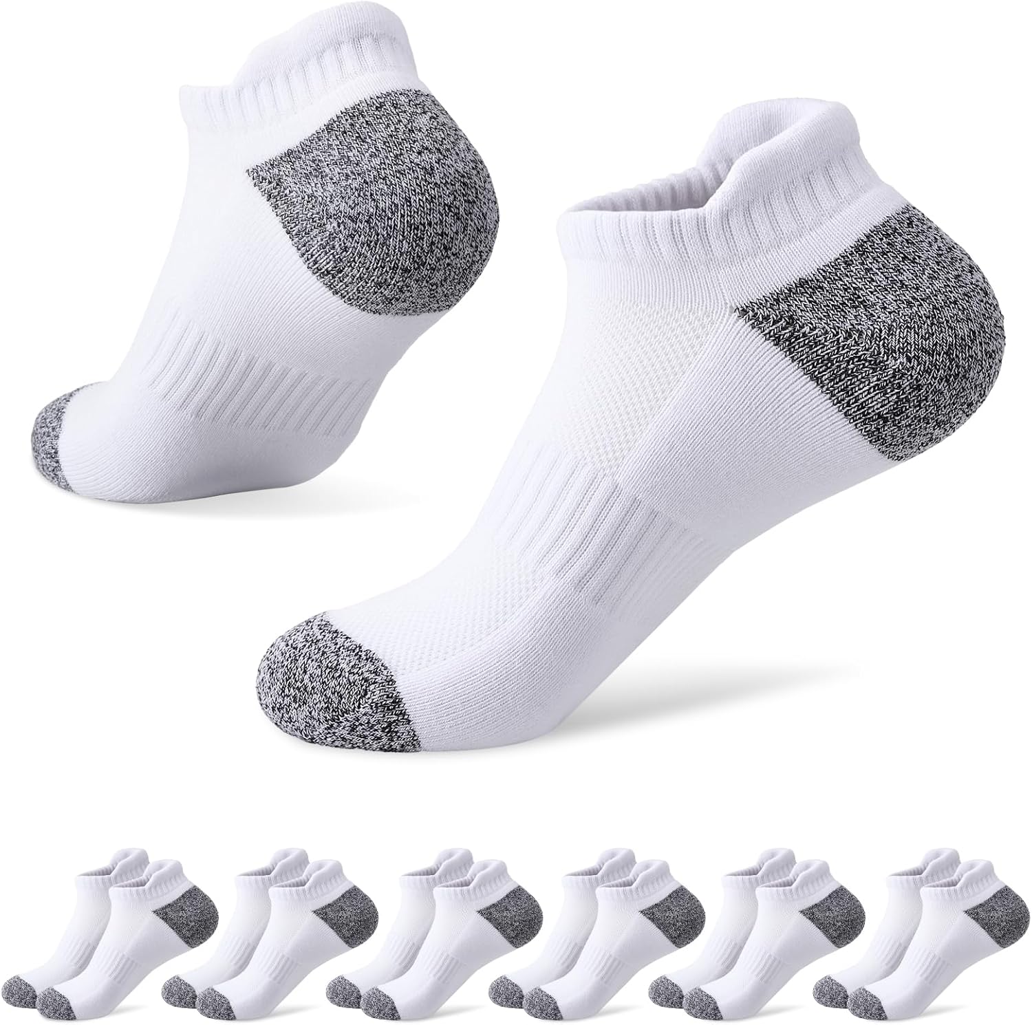 Xialvyu 6 Pairs Sports Socks, Cushioned Running Socks White Trainer ...