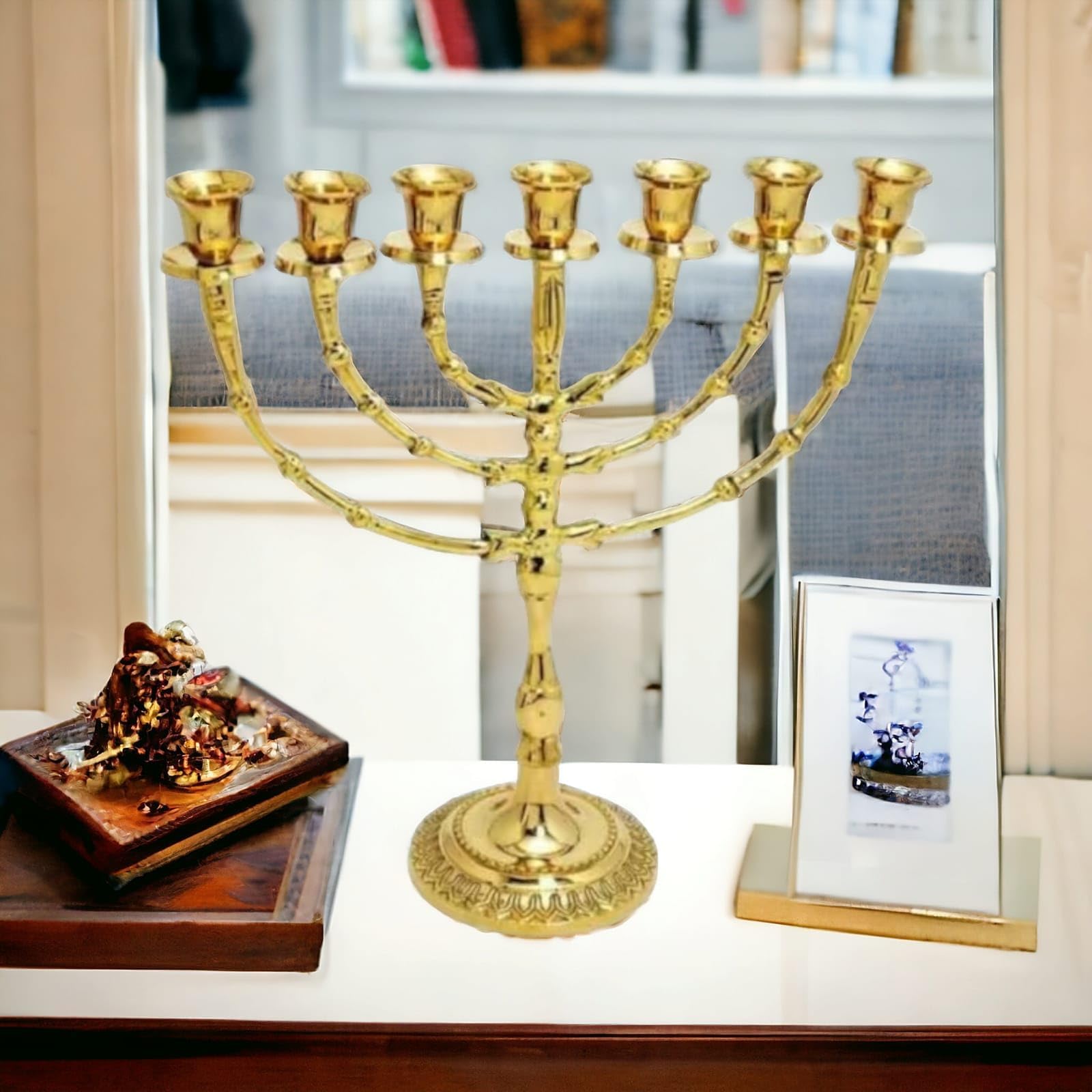 Amazon.com: Milisten Traditional Jewish Menorah 7 Branch Candle Sticks ...