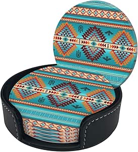Amazon.com: 6 Pack Native American Drink Coasters Leather Coaster with ...