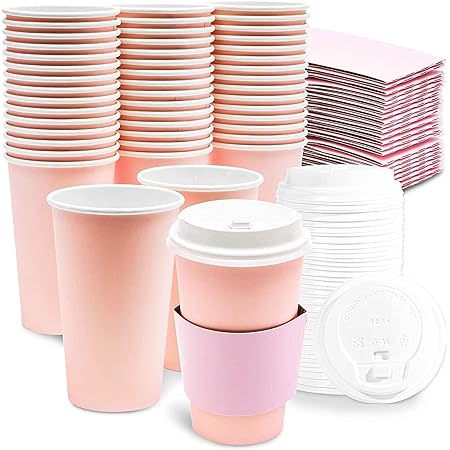 Amazon.com: Glowcoast Disposable Coffee Cups With Lids - (80 set) 12 oz ...
