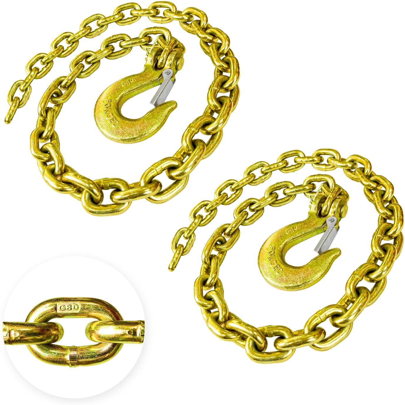 Amazon.com: YATOINTO 2-Pack Grade 80 Trailer Safety Chain 36 Inch with ...