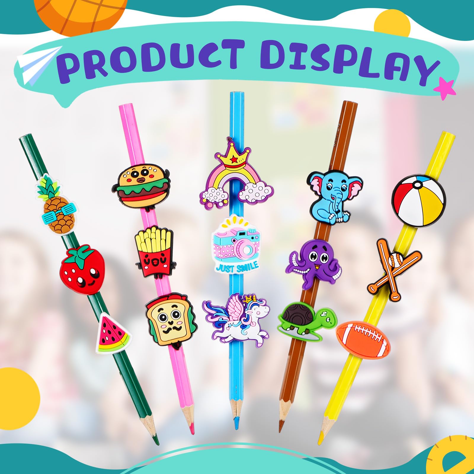 Snapklik.com : 360 Pcs Pencil Charms Bulk For Kids Pencil Clips Pencil ...