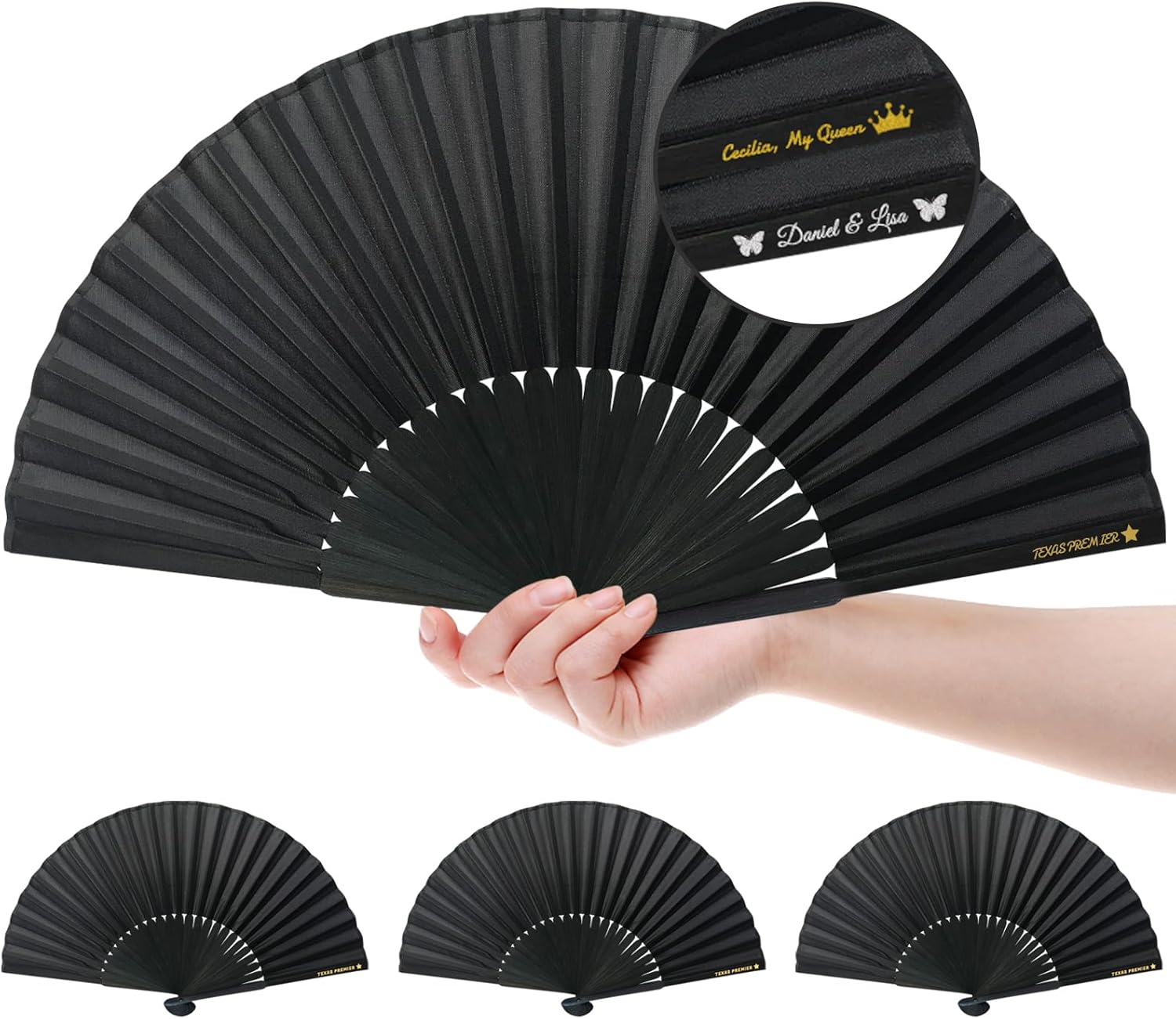 Amazon.com: 50 Packs Custom Handheld Folding Fans Printed in Gold Ink ...