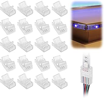 20 PCS 4 Pin 8 Mm LED Strip Connector,Rgb Lights Adapter,Transparent ...