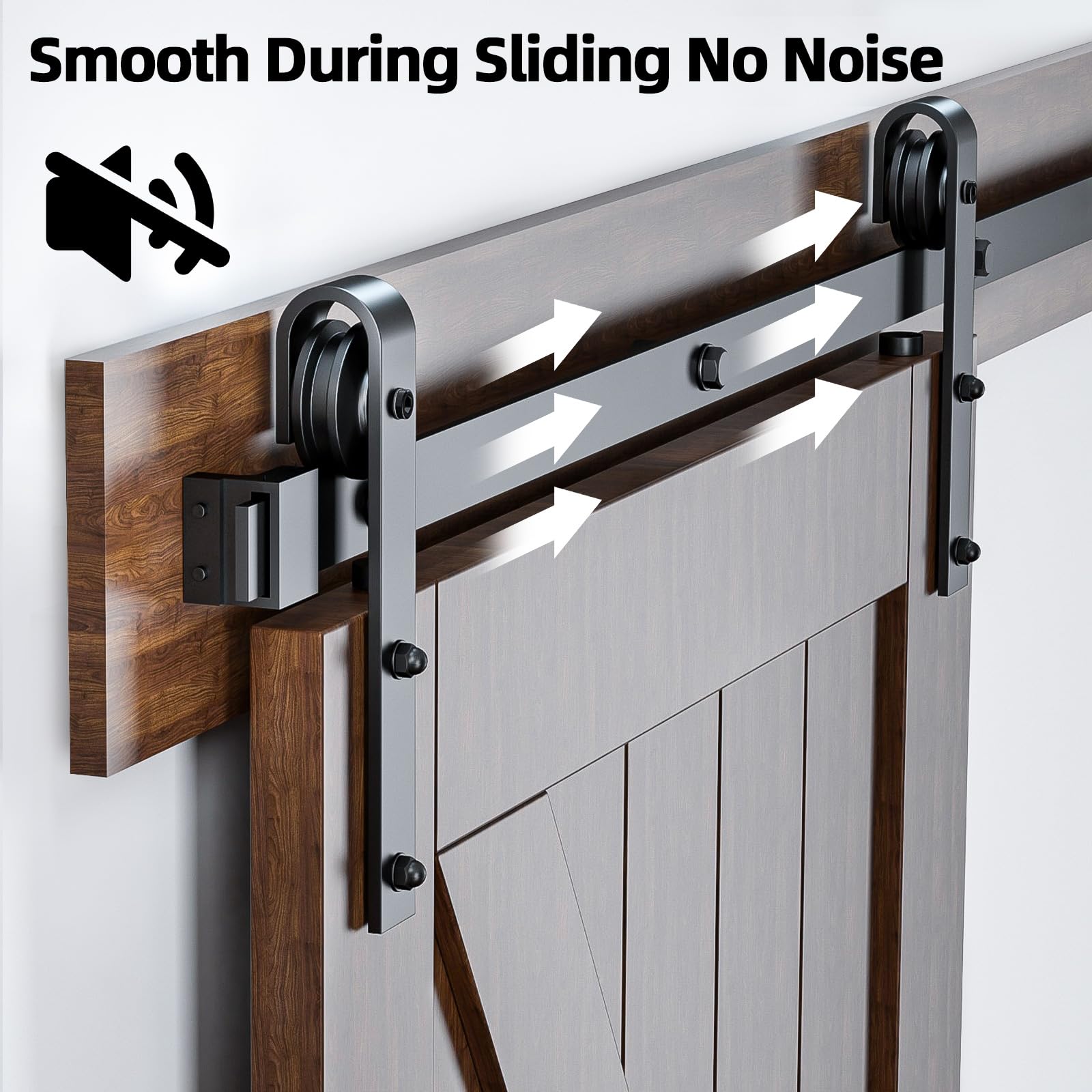 Snapklik.com : 8FT Barn Door Hardware Kit, Heavy Duty Sliding Barn Door ...