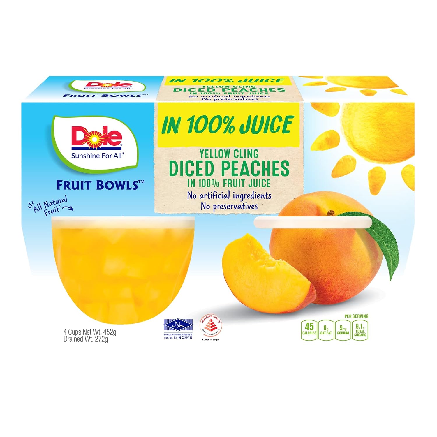 Amazon.com : Dole Yellow Cling Diced Peaches in Syrup - 4 oz - 4 ct ...