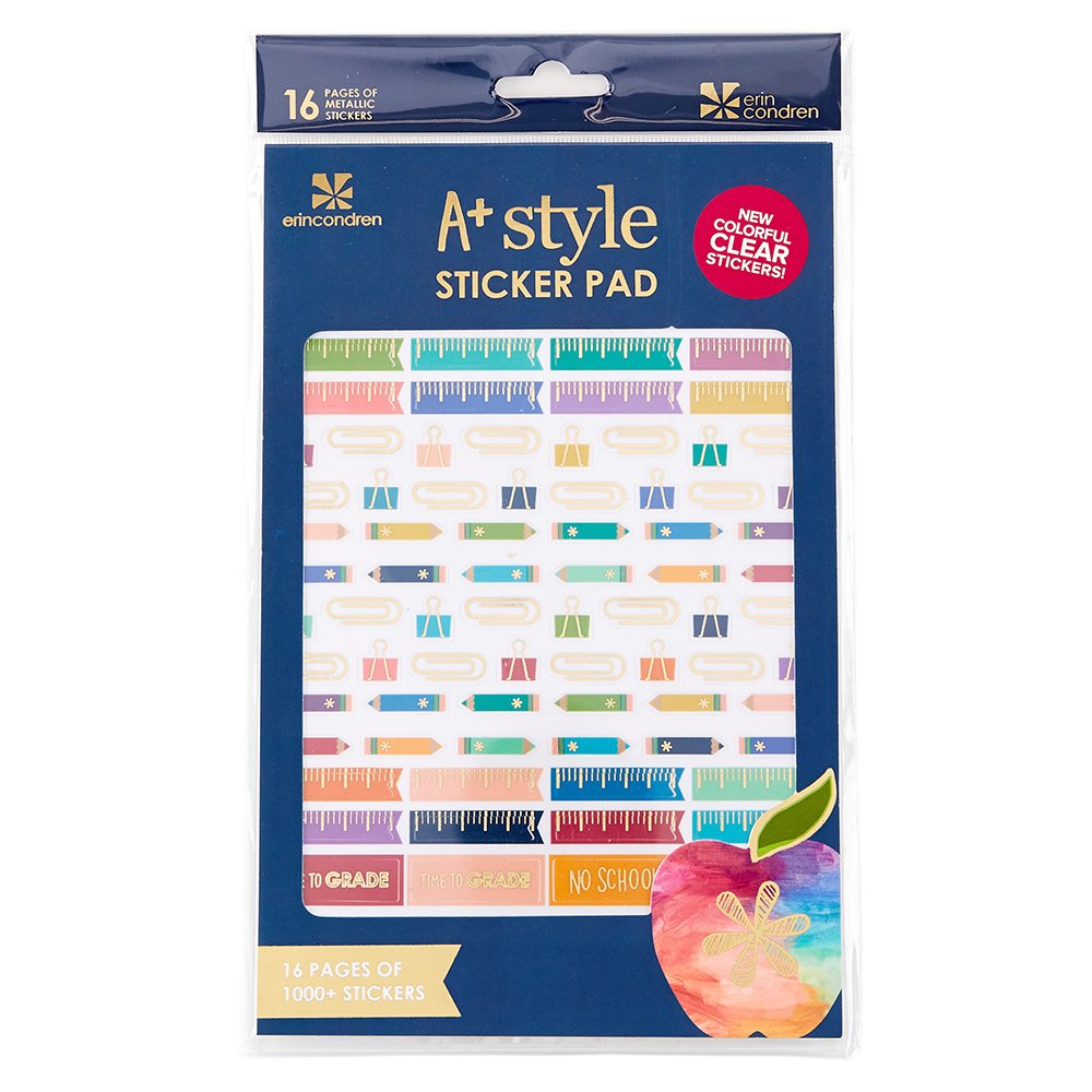 Erin Condren Designer Sticker Pad - A+ Style Sticker Pad for School and ...