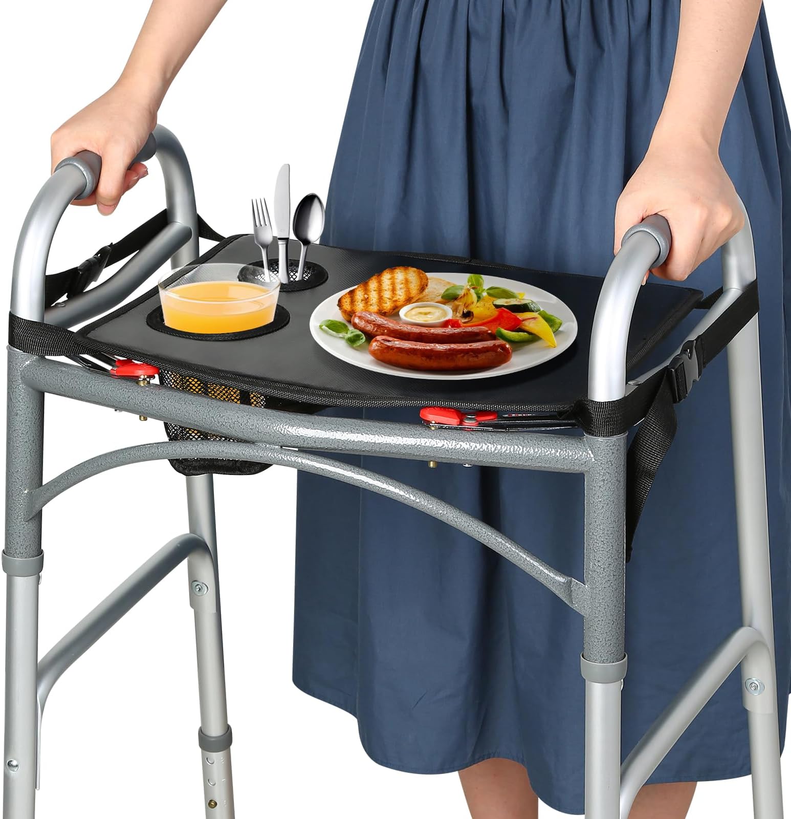 Amazon.com: StrongArm Clear View Walker Tray + Bag + Non-Slip Mat & Cup Holder, Tray for Folding ...