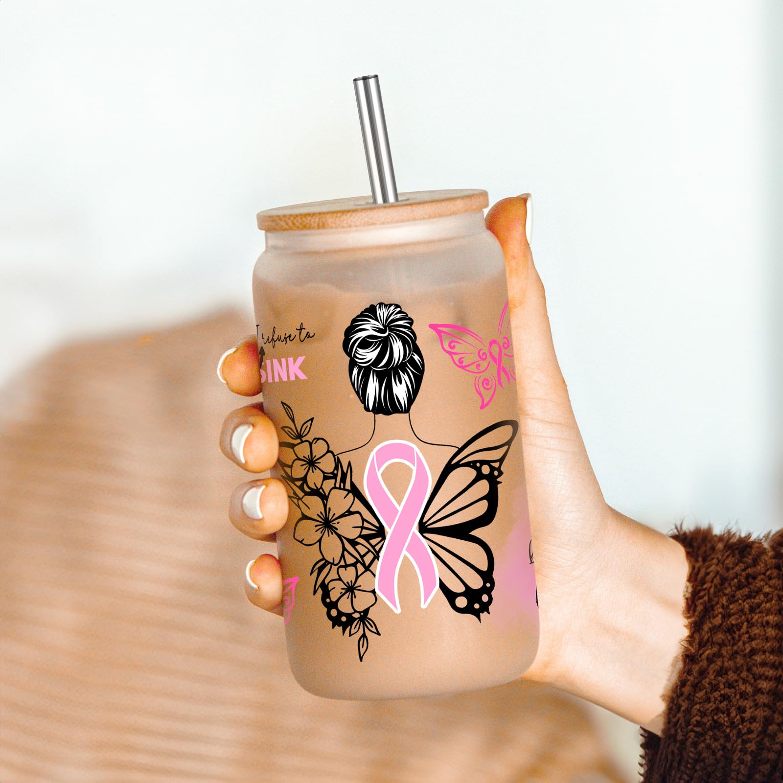 Snapklik.com : Coolife Breast Cancer Awareness 16 Oz Glass Cup, Breast ...