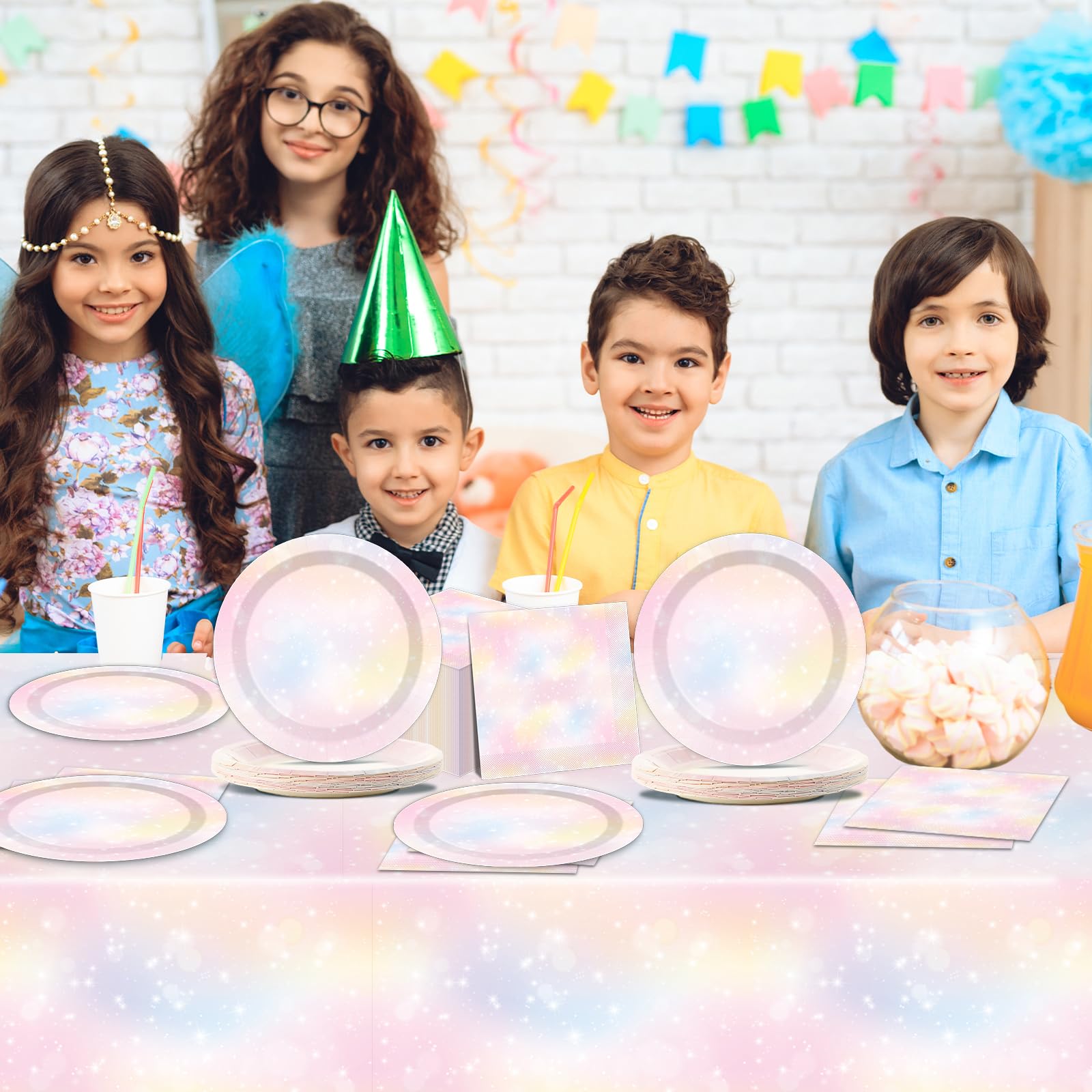 Snapklik.com : Pastel Rainbow Tableware Set Pastel Birthday Party ...
