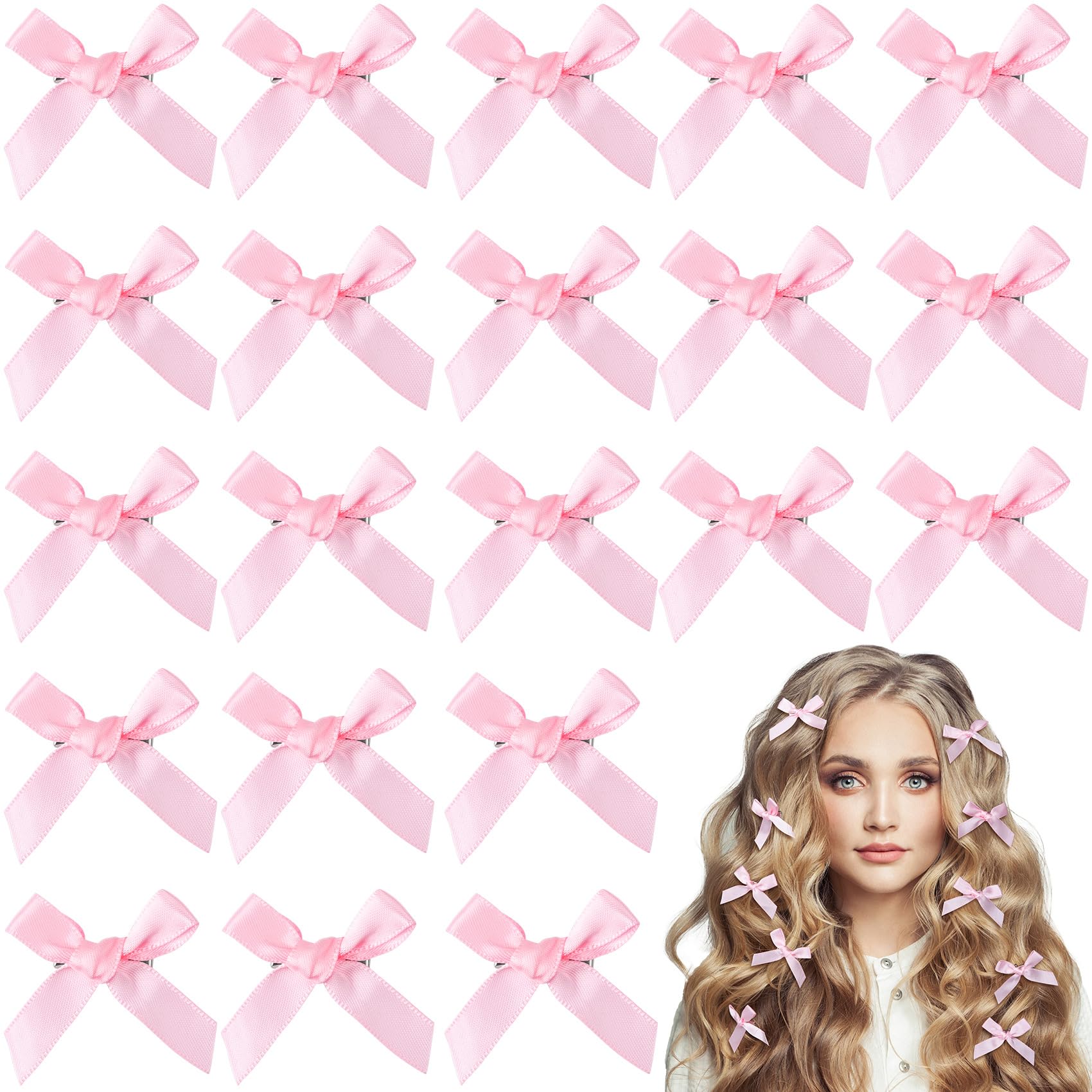 Amazon.com : Mxxipp 30pcs Mini Pink Bow Hair Clip for Women, Small ...