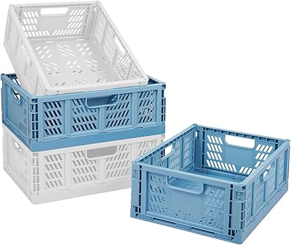 Asiulalt 4 Pack Plastic Collapsible Storage Basket with Handle ...