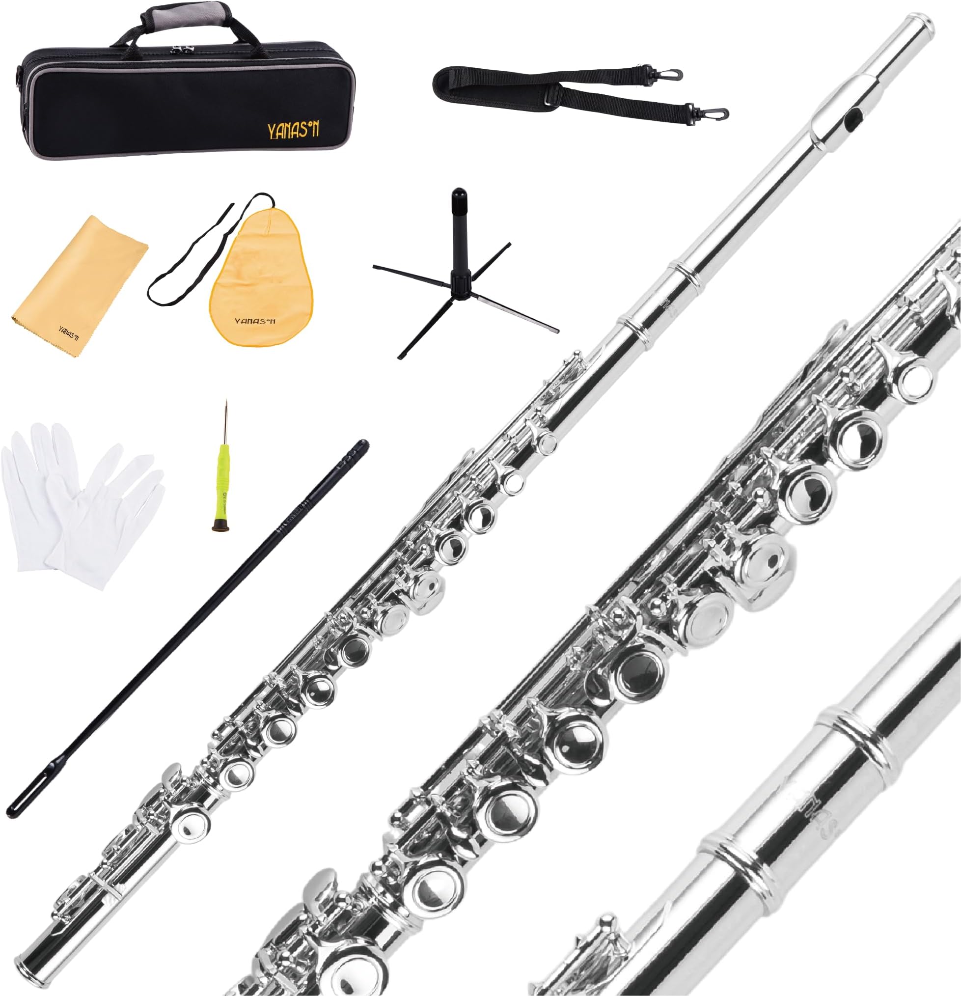 Amazon.com: Glory Closed Hole C Flute With Case, Tuning Rod and Cloth ...