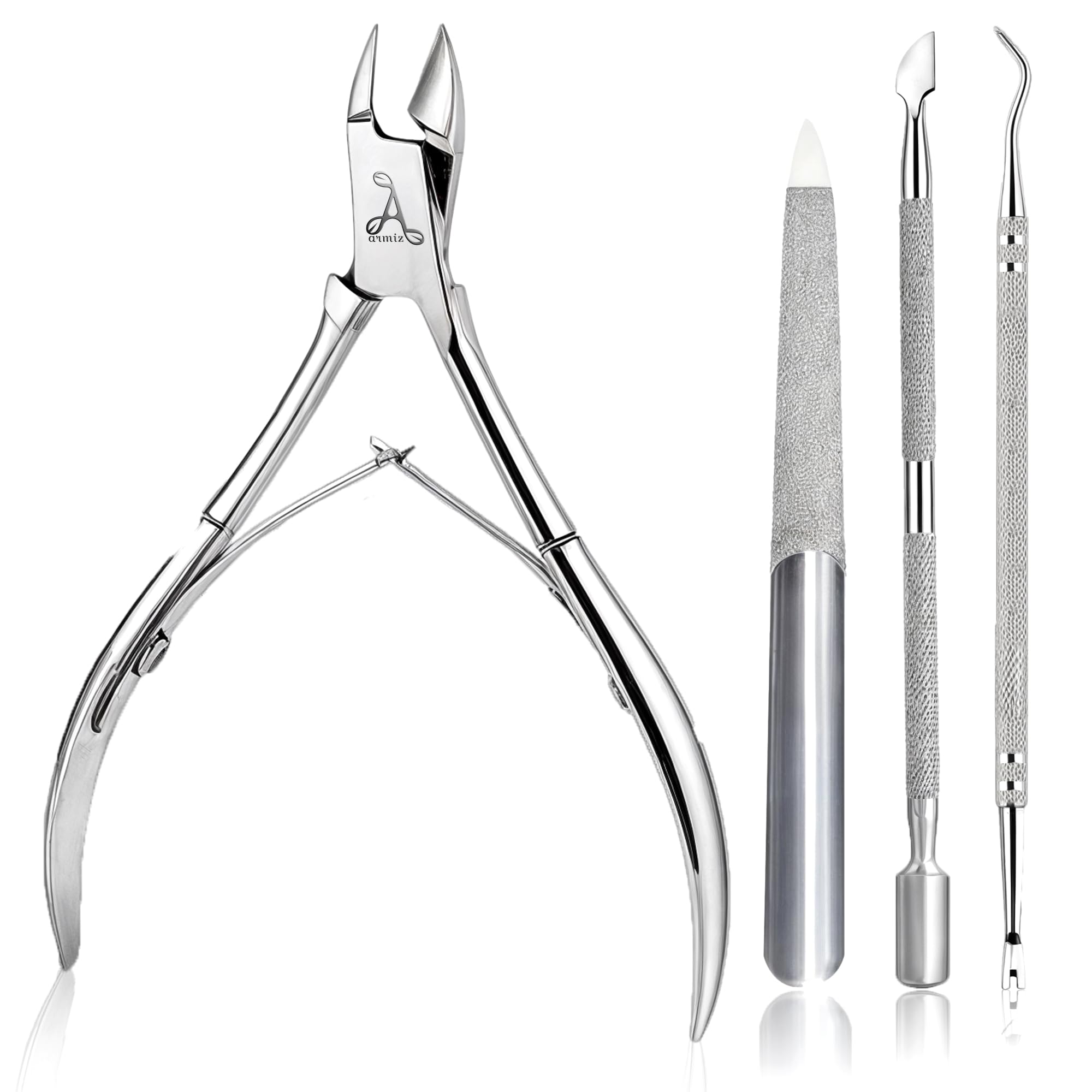 4 Pcs Cuticle Remover Tool Set with Cuticle Pusher and Cuticle Nippers ...