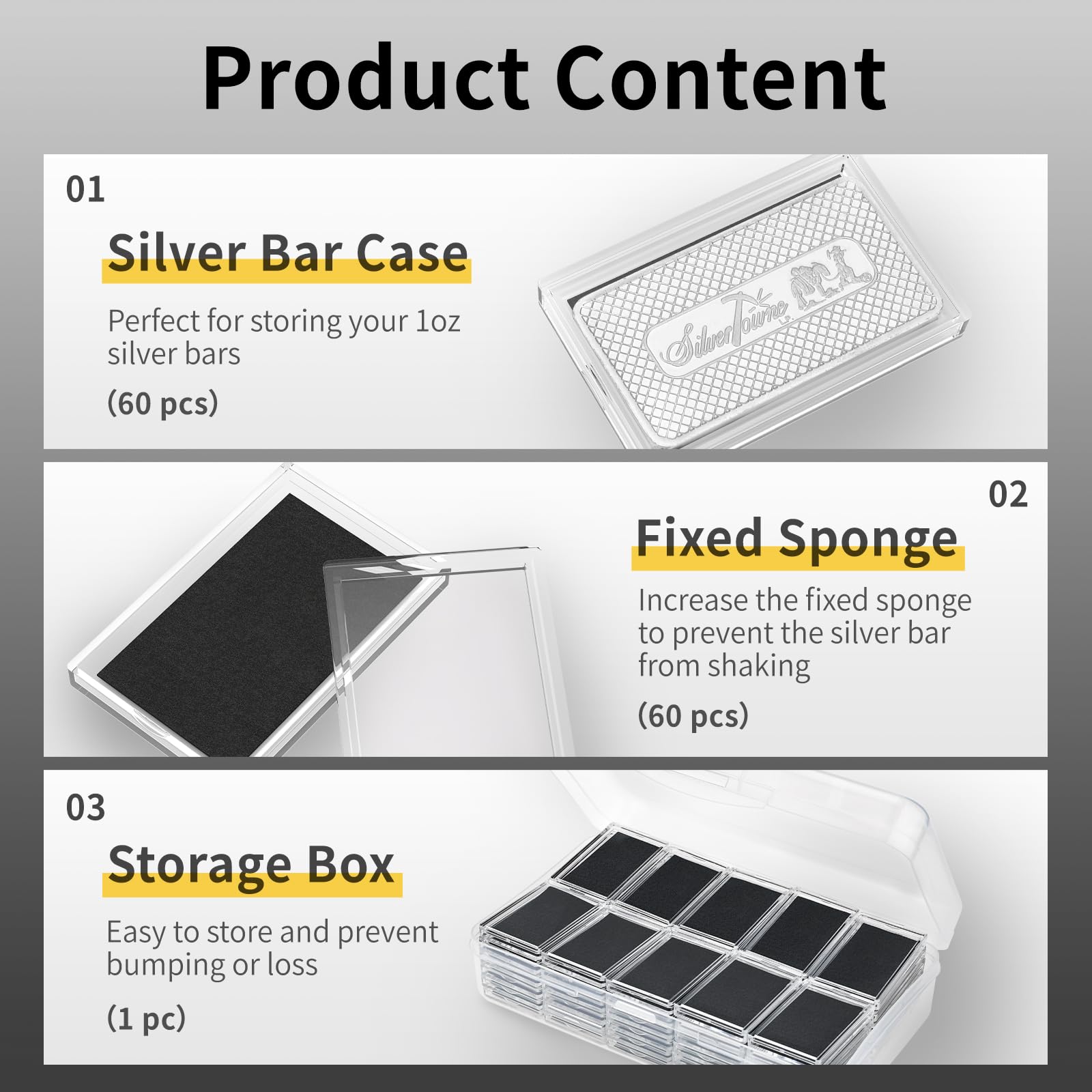 Coin Collector Cases 50 Pack 1 Oz Silver Bar Holder Cases - Clear ...